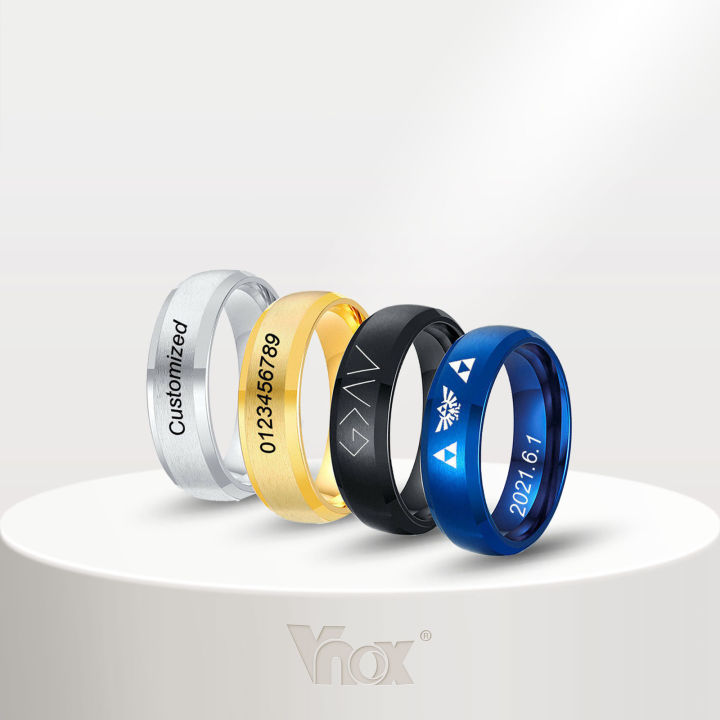 Vnox Personalized ENGRAVE ID Name Women Men Ring Date Anniversary Day ...