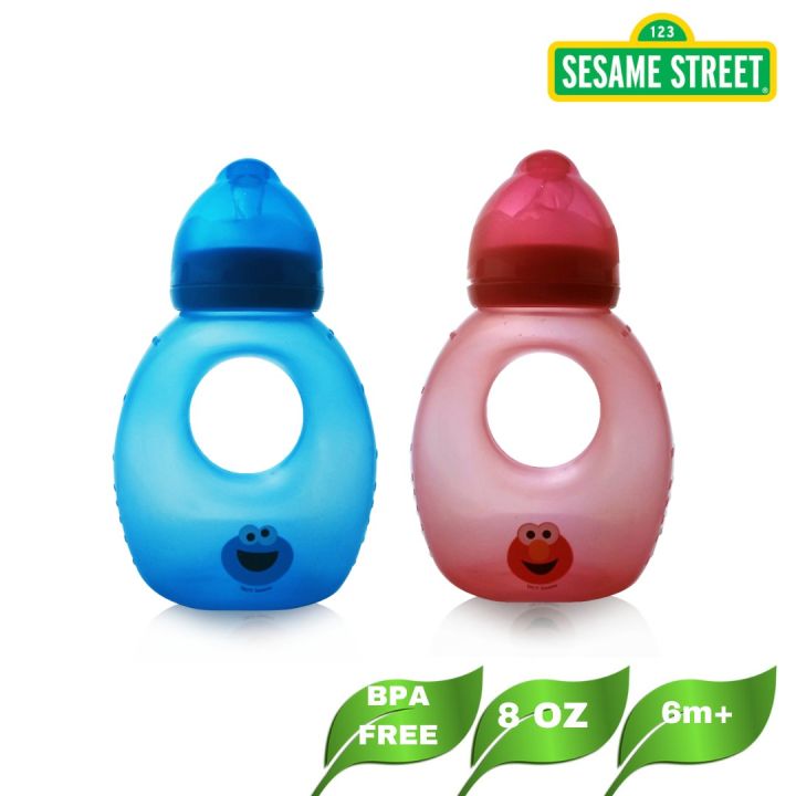 Sesame Beginnings 8oz/236ml Wide Neck Feeding Bottles Round Donut Milk ...
