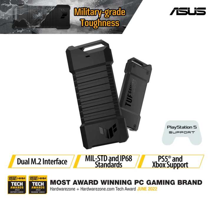 ASUS TUF Gaming A1 (ESD-T1A) USB-C 3.2 Gen 2x1 SSD enclosure, dual M.2 ...
