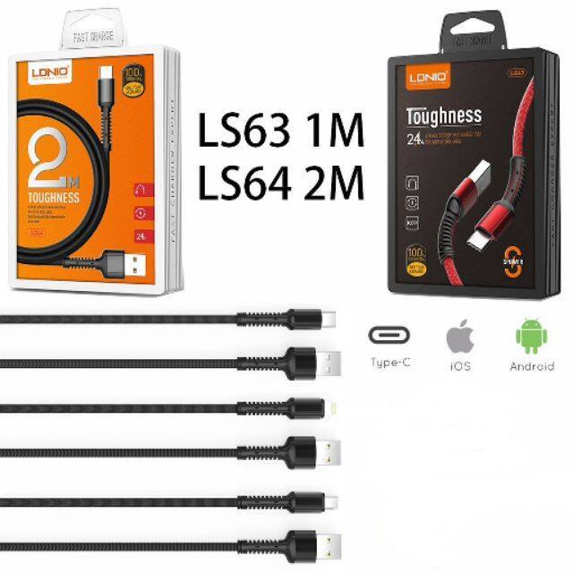 LDNIO LS64 - 2Meter USB Data cable TYPE-C / LIGHTNING (IOS) / MICRO USB ...