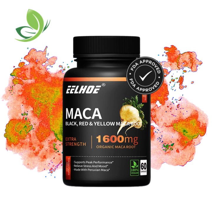 Organic Maca Root Powder Capsules 1500 mg, With Black + Red + Yellow ...