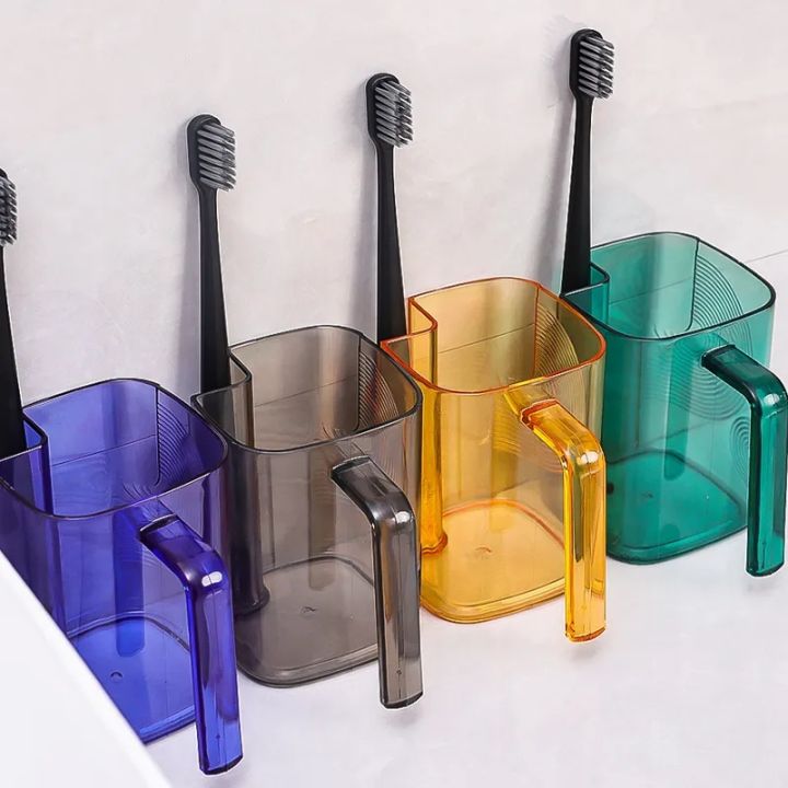 Bathroom Mouthwash Cup with Toothbrush Holder Transparent Plastic Cups ...