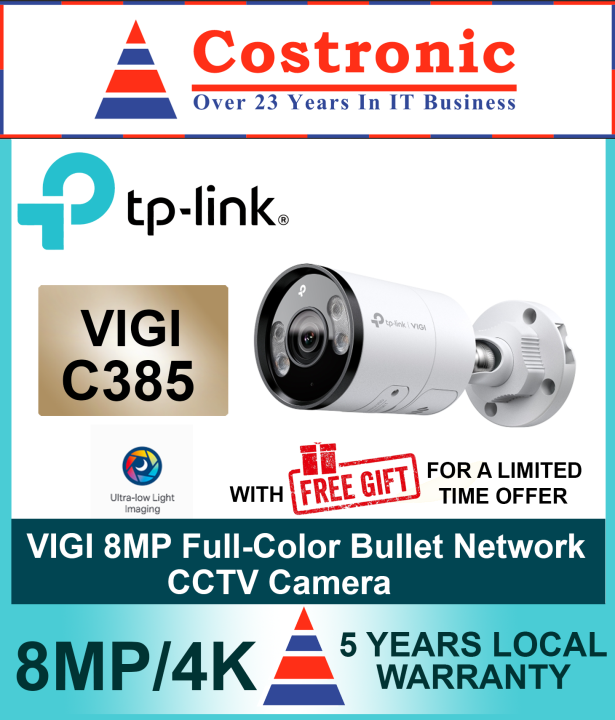 TP-Link VIGI C385 8MP 4K Full-Color Bullet Network CCTV Camera ( 5 year SG Warranty from Ban ...
