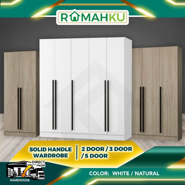 [FREE DELIVERY] 5FT (3+2) DOORS WARDROBE WITH SHELF /almari baju ...