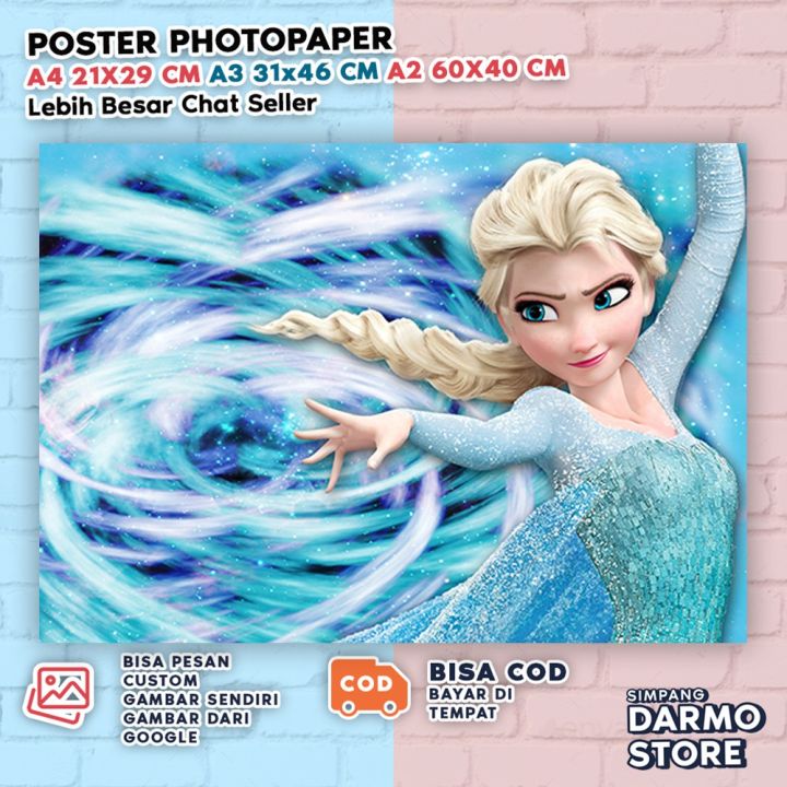 Poster Frozen Elsa Kartun Hiasan Dinding Anak Anna Olaf Frojen Frosen ...