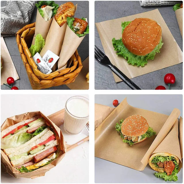Brown Greaseproof Paper Food Liner Foodwrapper for EGGdrop Sandwich ...
