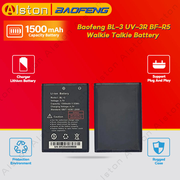 Baofeng walkie talkie lithium-ion battery BL-3 original 3.7V 1500mAh For UV3R BL-3 UV-3R BF-R5 ...