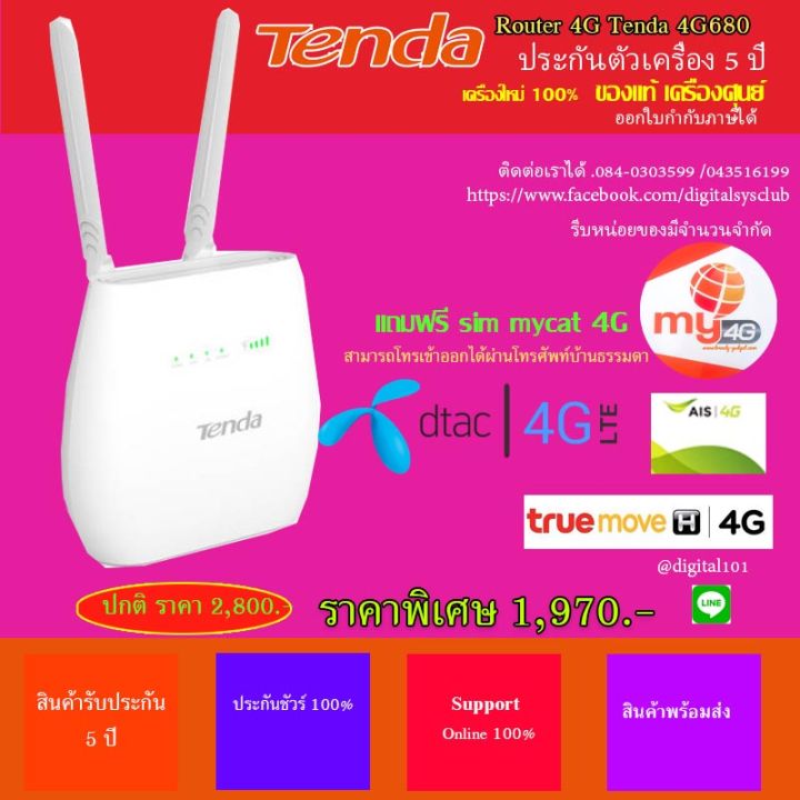 Tenda 4G680 / 3G/4G / N300 Wi-Fi 4G LTE Router, เราเตอร์ใส่ซิม Network-Salestore รองรับทุก ...