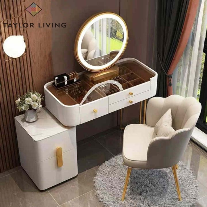 Dressing Table Glass Light Luxury Bedroom Simple Small Apartment ...