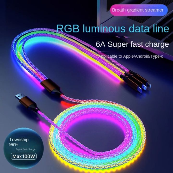 3-in-1 RGB LED Charging Cable – Breathing Gradient Light, PD Fast ...