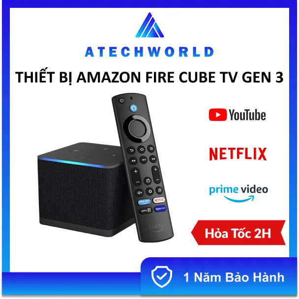 Thiết Bị Amazon Fire Cube TV Gen 3 Tích Hợp Alexa Wi-Fi 6E 4K Ultra HD ...