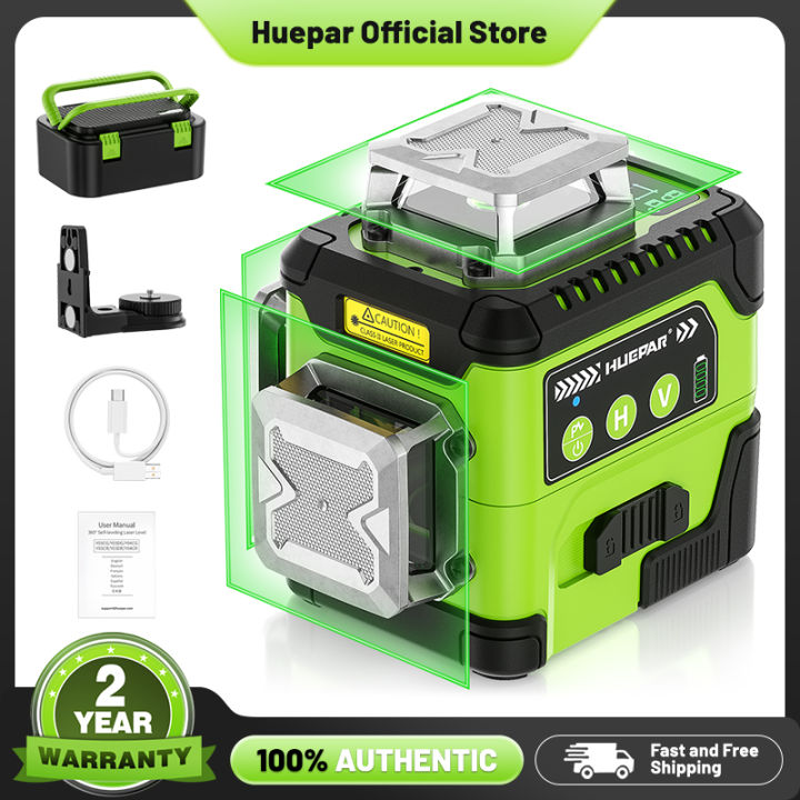 Huepar Laser Level 360 Self Leveling with Digital Angle Screen, 3 x 360 ...