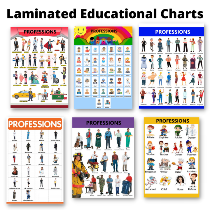 Laminated Professions Charts for Kids, learners and Educators | Lazada PH