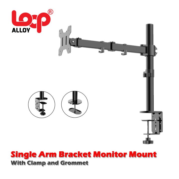 Loop Alloy Single Arm Bracket Monitor Mount with Clamp and Grommet ...