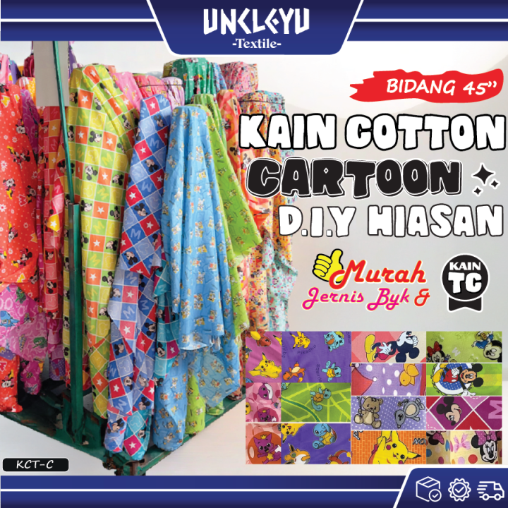 Kain Cotton Tetron (TC) Corak Cartoon/DIY-Hiasan/Bidang 45"(114cm ...