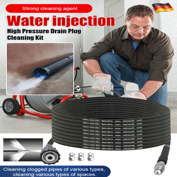 5m Hydro Jetting Kit Pipe Cleaning Kit Sewer Jetter Nozzle System High ...