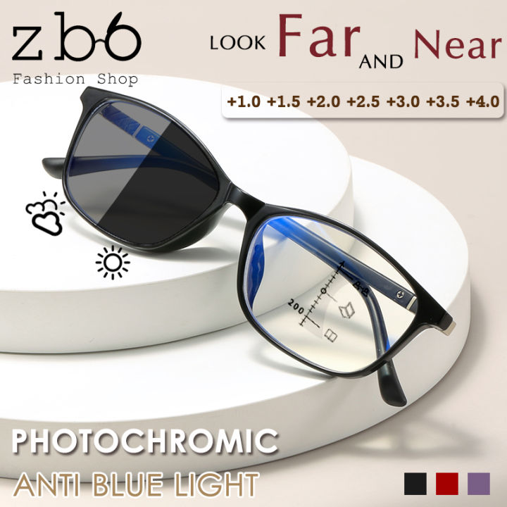 +1.0 to +4.0 Progressive Multifocal Reading Glasses Anti Blue Light Far ...
