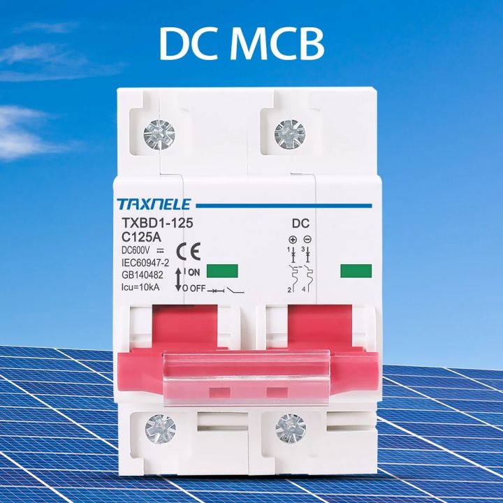 2P DC 600V Solar Mini Circuit Breaker Battery Switch 125A 100A DC MCB ...