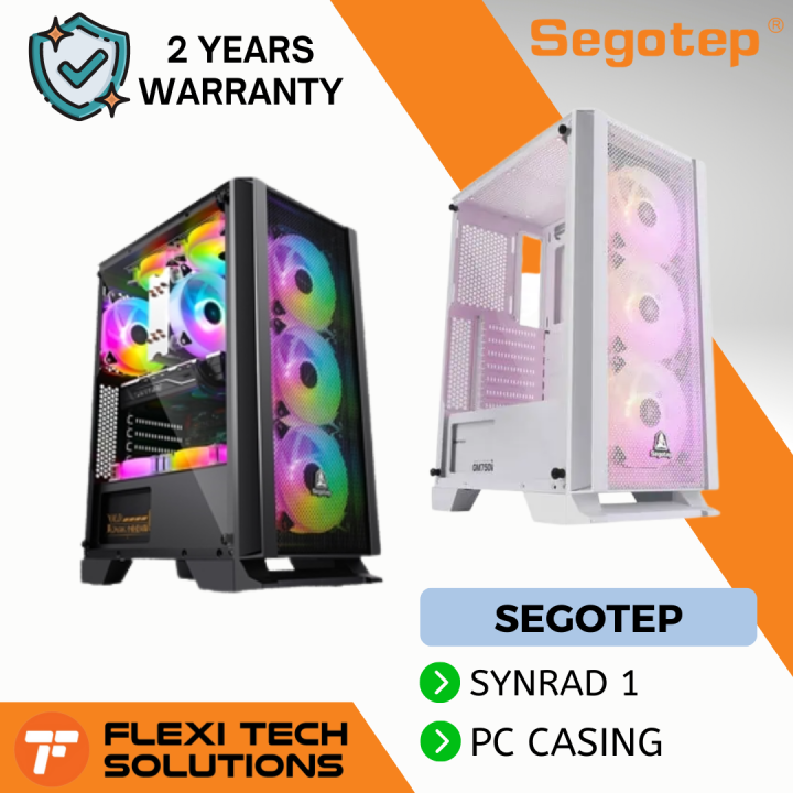 Flexi Tech SEGOTEP SYNRAD 1 CASE Black & White Mid Tower PC Desktop ATX Case | Lazada