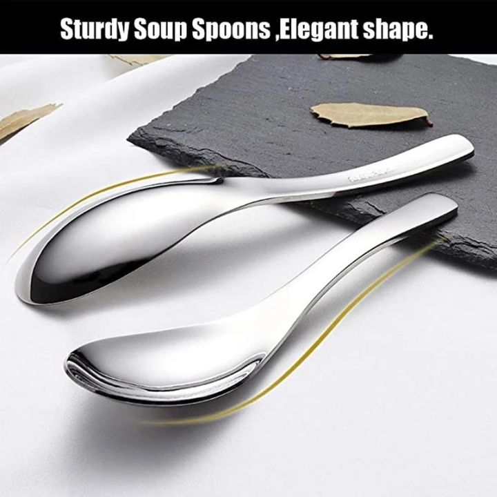Stainless Steel Chinese Soup Spoons Home Kitchen Deepen Large Capacity ...