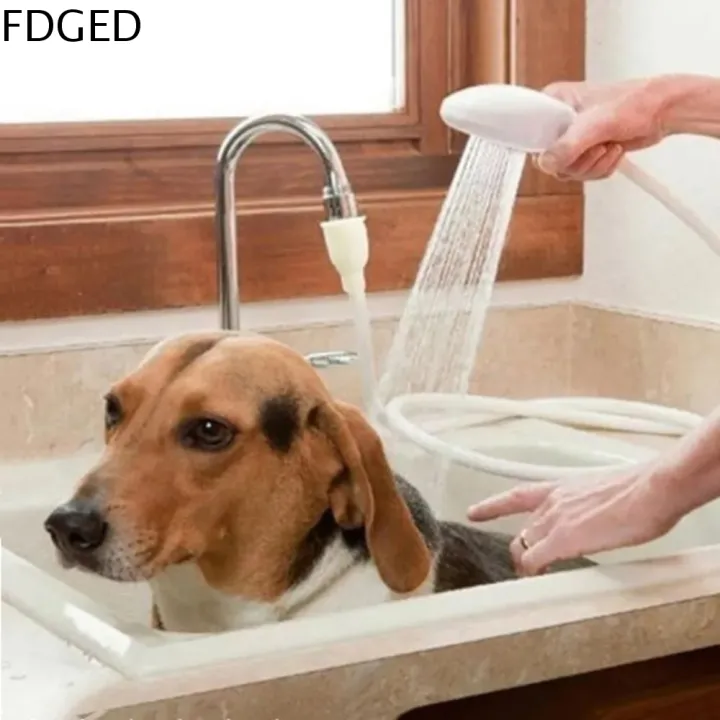 FDGED White Pet Washing Spray Handheld Removable Pet Shower Sprinkler ...