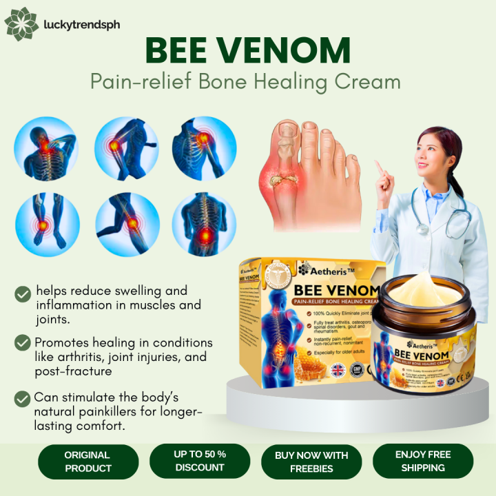 Bee Venom Pain Relief Cream for Arthritis, Gout, Joint Swelling & Bone ...