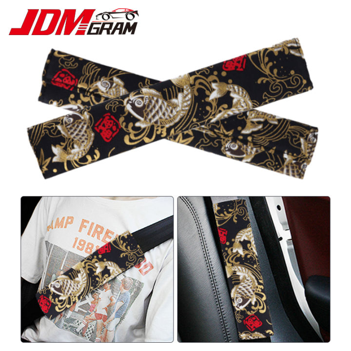 JDMGRAM JDM Racing Car Seat Belt Cover Japanese Style Cloth Auto Safety ...