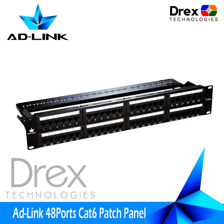 Ad-Link 48 Ports Patch Panel Cat6 Fully Loaded 2RU 48-Ports Patch Panel ...