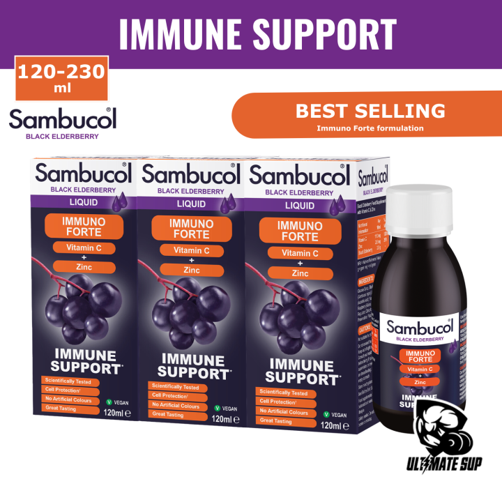 Sambucol Immuno Forte Liquid, With Vitamin C and Zinc, Strengthen ...