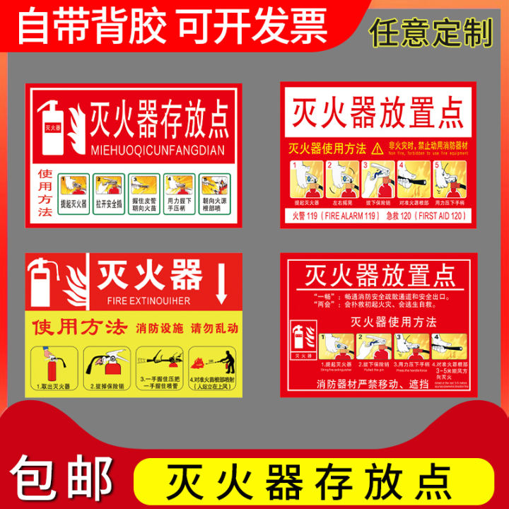 How to use the fire extinguisher storage place Fire identification sign ...