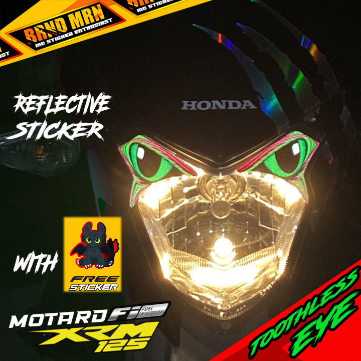 HONDA XRM MOTARD 125 FI TOOTHLESS EYE DECAL REFLECTIVE STICKER TINT ...