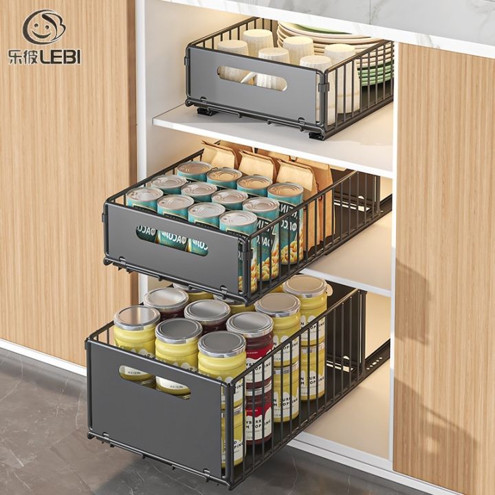 Built-in pull basket in cabinet, multi-functional pull-out snack ...