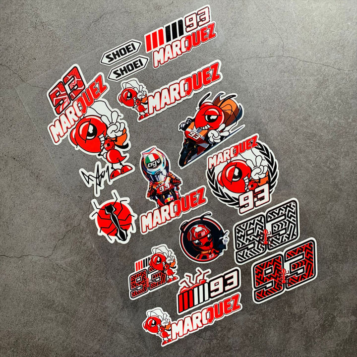 93 Logo Reflective Motorcycle Helmet Sticker Small Ant Side Strip Decal ...