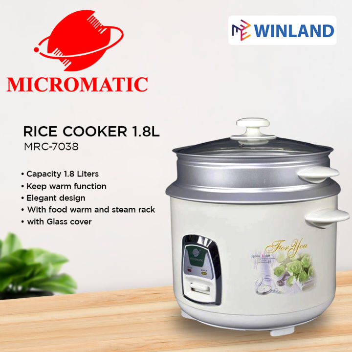 Micromatic by Winland Rice Cooker 1.8L 10 Cups of Rice with Steamer ...