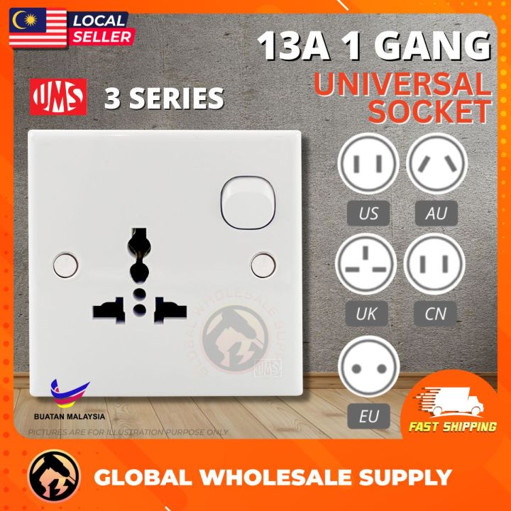 UMS 3 SERIES 13A 1Gang Universal Switched Socket Outlet Electrical Wall ...