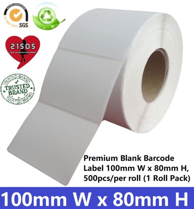 PREMIUM Blank Barcode Label 100mm x 80mm 1up 1panel Art Paper 100x80 ...