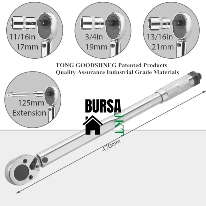 ADJUSTABLE TORQUE / TORSI WRENCH 1/2 INCH 10 - 150NM KUNCI MICROMETER ...