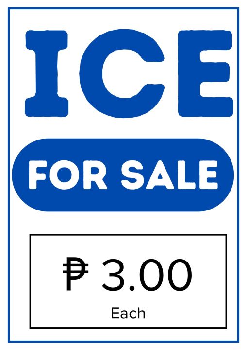 ICE FOR SALE SIGNAGE LAMINATED | Lazada PH