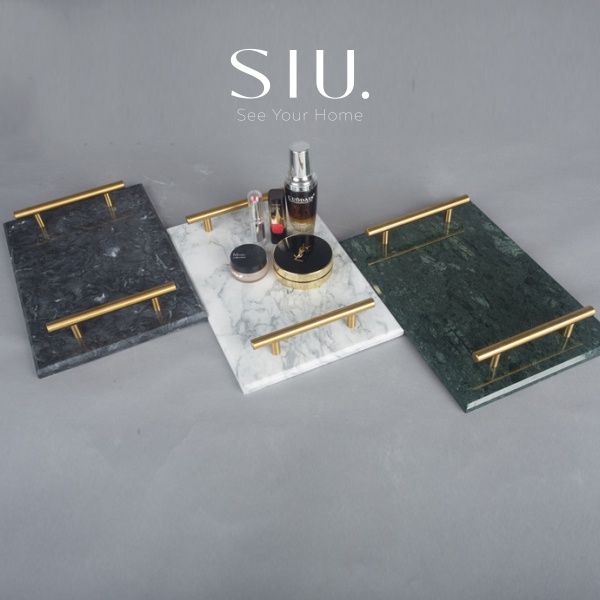Luxury Marble Tray with Handle / Tatakan Nampan Marmer - Putih | Lazada ...