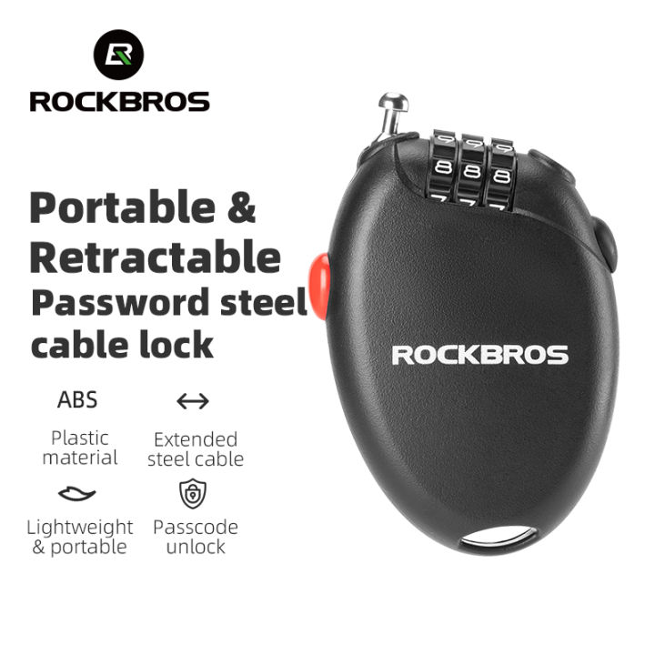 ROCKBROS Retractable Cable Lock Security Password Steel Cable Luggage ...