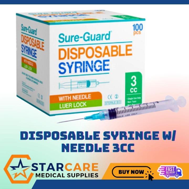 SURE-GUARD Disposable Syringe 3cc - 100 pcs | Lazada PH