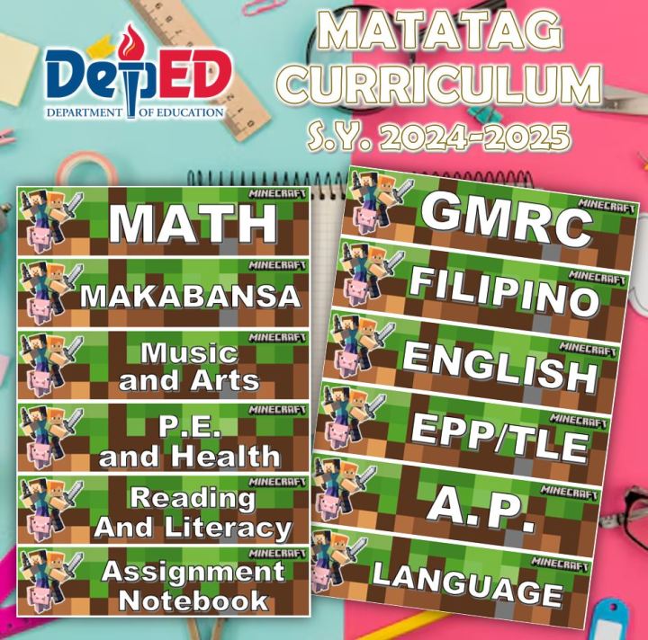 EASY TO PEEL WATER PROOF GLOSSY STICKER NOTEBOOK LABEL CHARACTER MATATAG CURRICULUM SY. 2024 ...