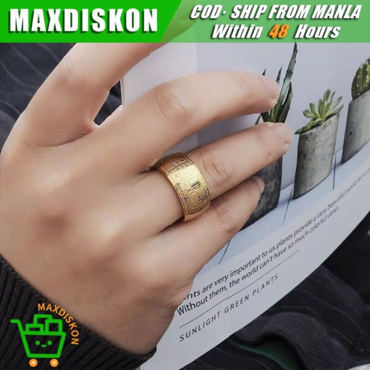 Feng Shui Ring Mantra Original Eight Magic Mantras Body Protection Men Wide Version Ring | Lazada PH