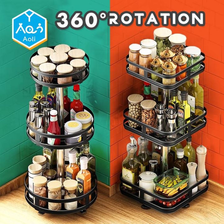 Aoli Multilayer 360° Rotating Spice Rack Rotatable Kitchen Seasoning ...