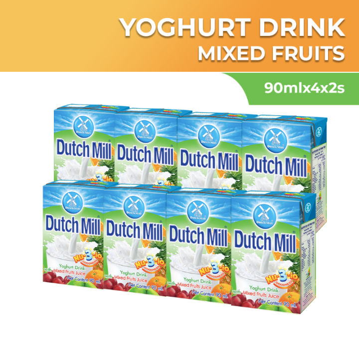 Dutch Mill Yoghurt Drink Mixed Fruit Juice 90ml x 4 - Pack of 2 | Lazada PH