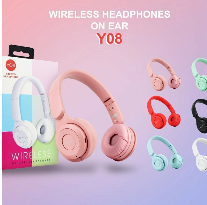 HEADPHONE HEADSET BLUETOOTH STEREO BANDO WIRELESS Y08 MACARON | Lazada ...