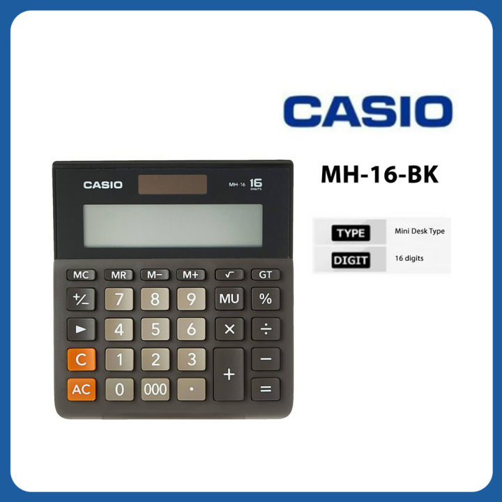 Casio MH-16-BK (Black) Wide H Series Basic Calculators for office (100% ...