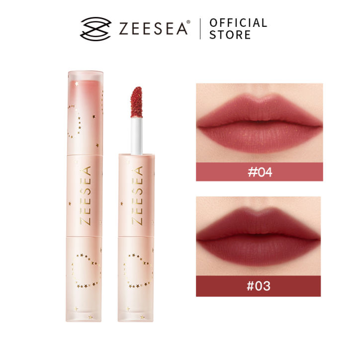 【NEW】ZEESEA Feather Mist Double-Headed Lip Mud High Pigmented Matte Lip Glaze Liptint Lip ...