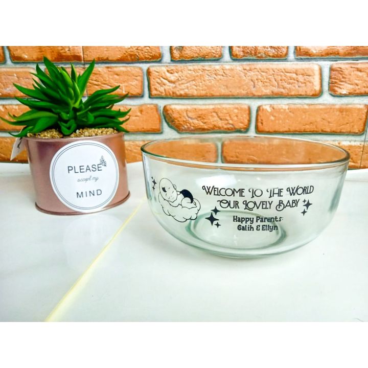 Mangkok Kaca Sablon Kemas Box Custom Desain | Lazada Indonesia