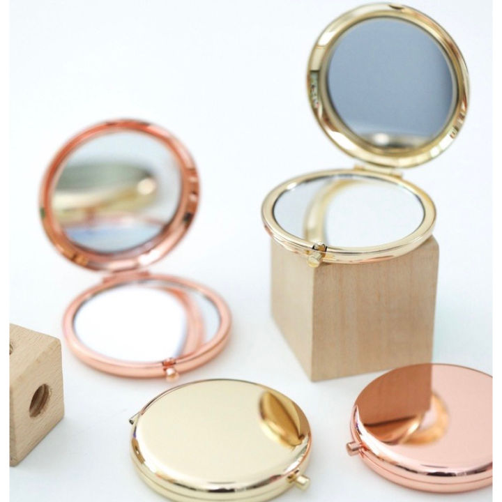 Round Foldable Metal Compact Mirror Vintage Alloy Compact For Make Up ...